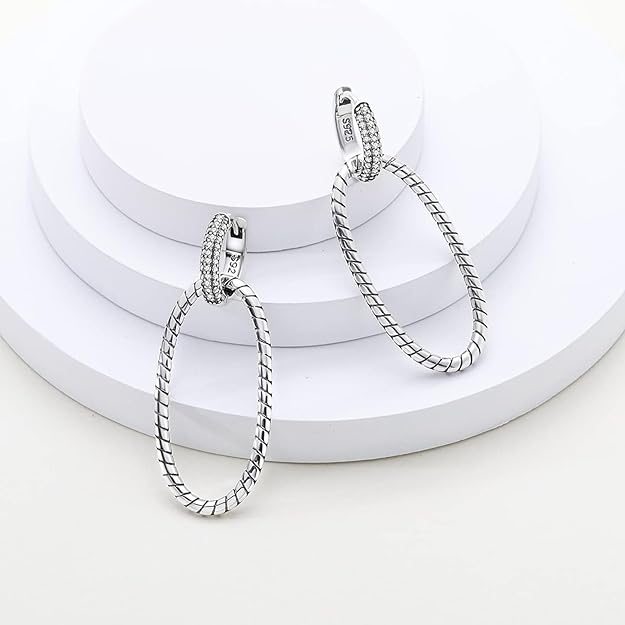 Charm Soul Hapour 925 Sterling Silver Hoop Earrings for Women Dangle Earrings Small Boho Earrings Rope Design for Sensitive Ears Double Oval Huggie Hoop
