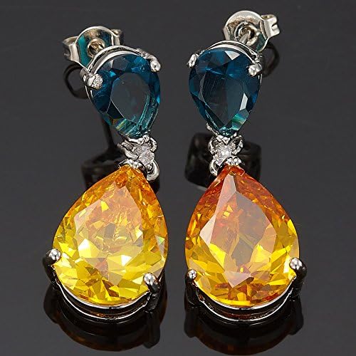 [RIZILIA CELEBOX] Teardrop Dangle Pierced Earrings with Pear Cut CZ in ...
